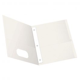 Oxford Twin Pocket Folders with Fasteners, Letter Size, White, 25 Per Box